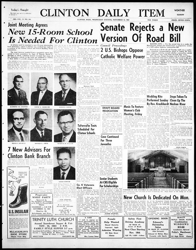 Clinton Daily Item. November 13, 1963 - Digital Commonwealth