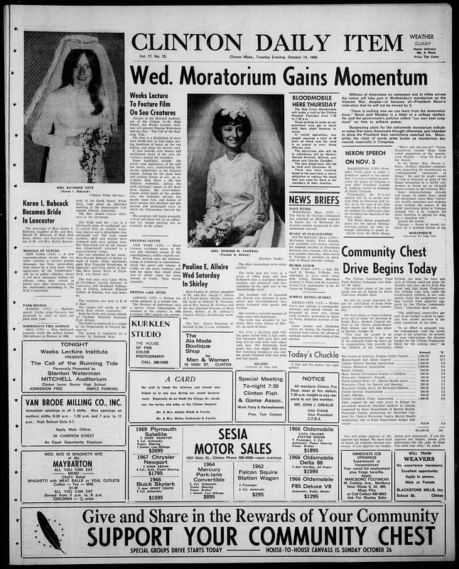 Clinton Daily Item. October 14, 1969 - Digital Commonwealth