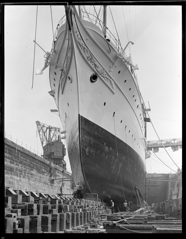 SS Mayflower, President's yacht, at Charlestown Navy Yard in drydock ...