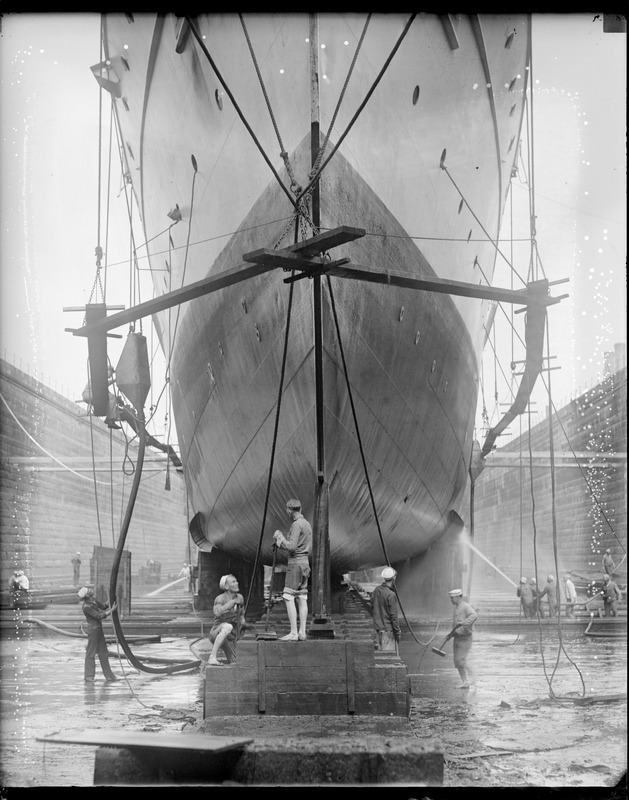 President's yacht Mayflower in South Boston drydock (1A: Panorama with ...