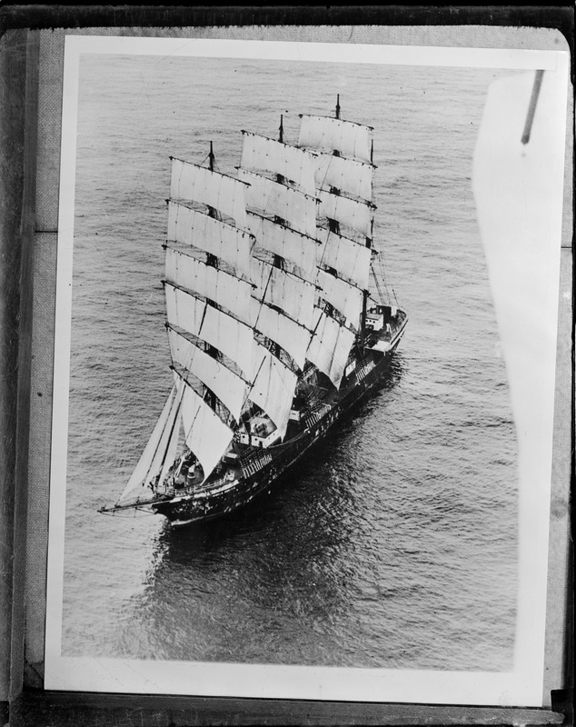 Aerial view of square rigger - Digital Commonwealth