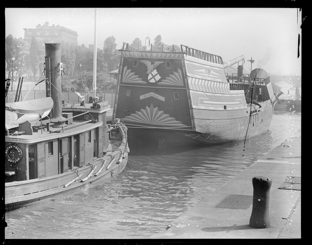 The Arbella going through the Charles River locks on its way up river ...