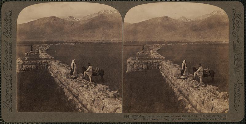 Mantinea's many towered wall and scene of Theban victory, W.S.W. to mts ...