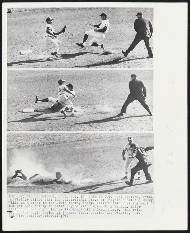 Minneapolis - St. Paul – Safe or Out? – Bob Allison, Twins outfielder ...