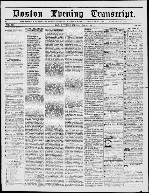 Boston Evening Transcript. July 19, 1859 - Digital Commonwealth