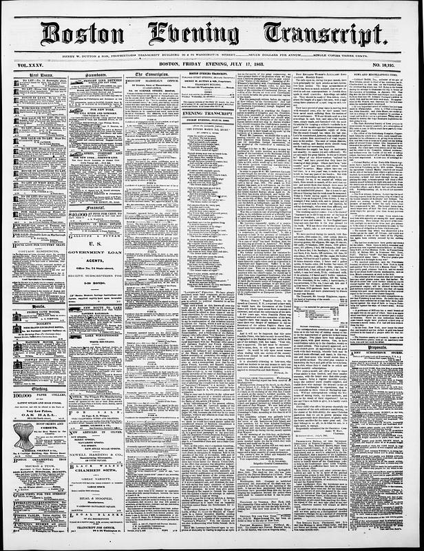 Boston Evening Transcript. July 17, 1863 - Digital Commonwealth