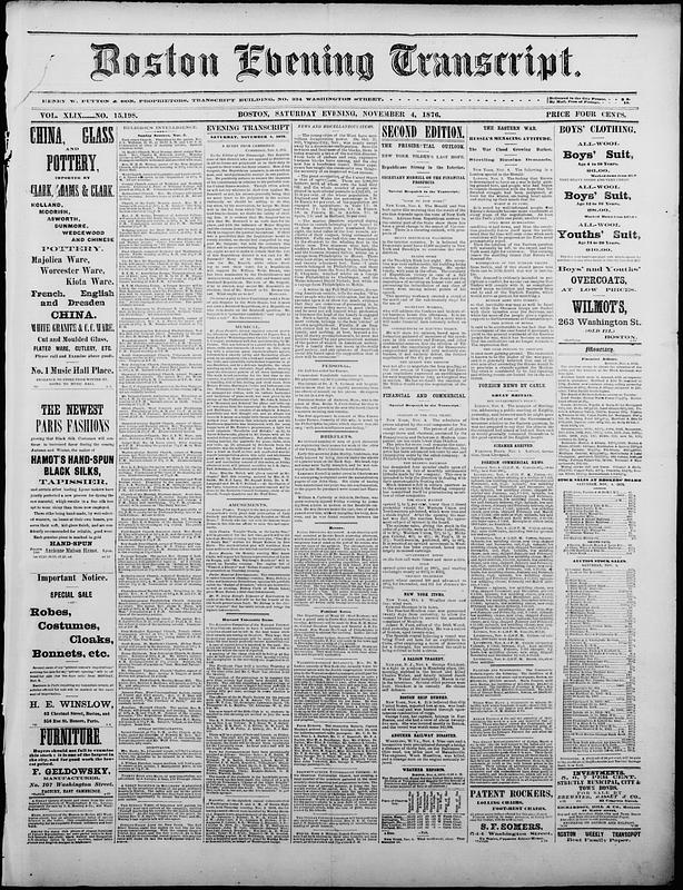 Boston Evening Transcript. November 04, 1876 - Digital Commonwealth