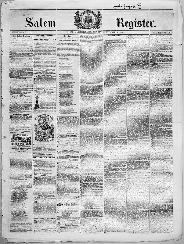 Salem Register. September 01, 1851 - Digital Commonwealth