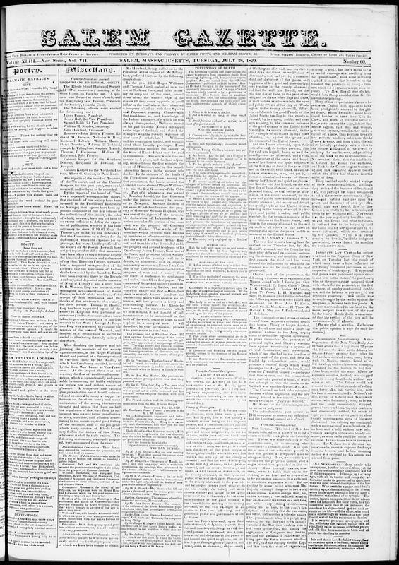 The Salem Gazette. July 28, 1829 - Digital Commonwealth