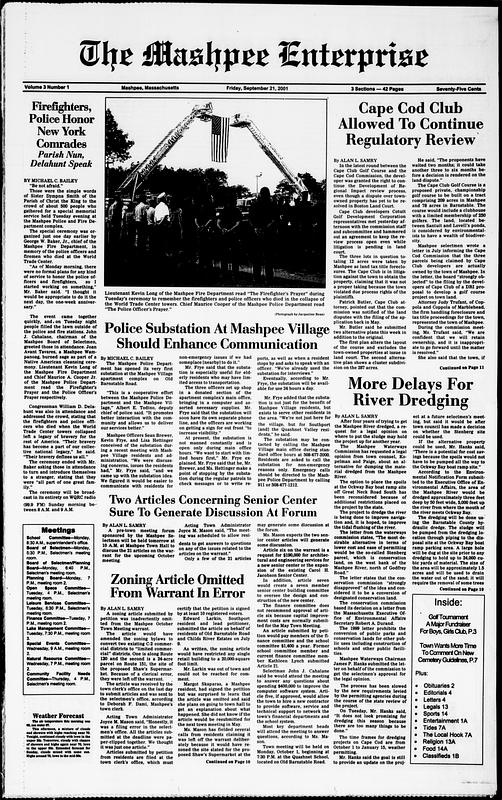 The Mashpee Enterprise. September 21, 2001 - Digital Commonwealth