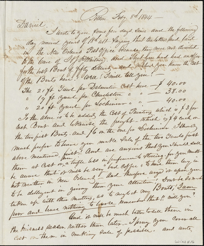 Edward Winsor to Daniel Winsor - Digital Commonwealth