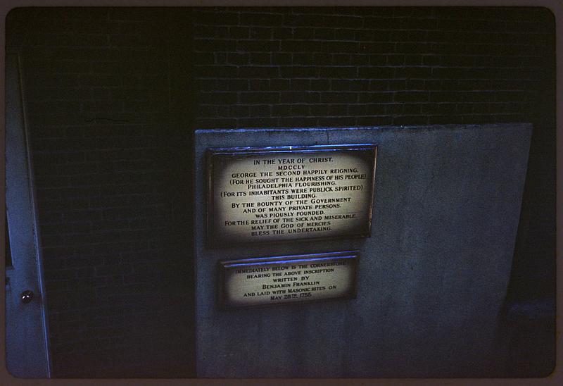 Pennsylvania Hospital cornerstone inscription, Philadelphia ...