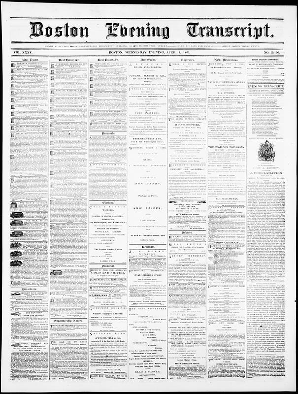 Boston Evening Transcript. April 01, 1863 - Digital Commonwealth