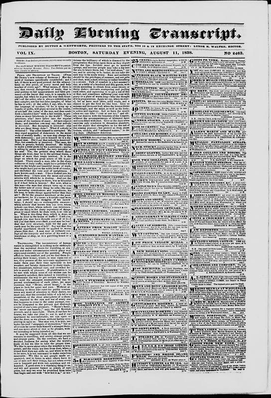 Daily Evening Transcript. August 11, 1838 - Digital Commonwealth