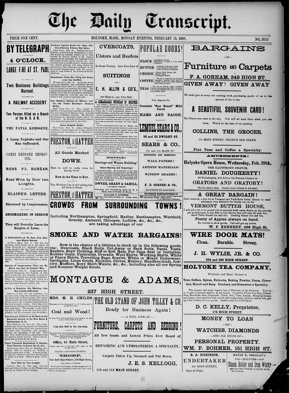 The Daily Transcript. February 13, 1888 - Digital Commonwealth