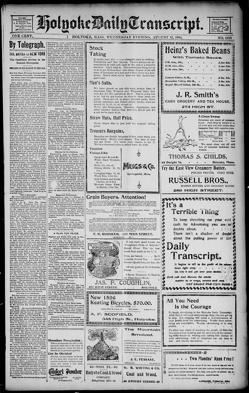 The Holyoke Daily Transcript. August 12, 1896 - Digital Commonwealth