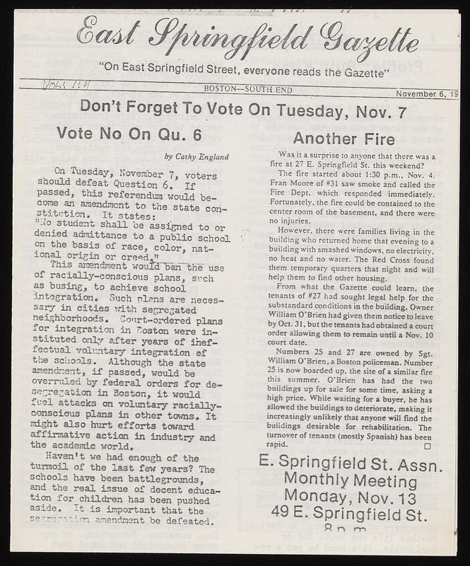 East Springfield Gazette. November 06, 1978 - Digital Commonwealth