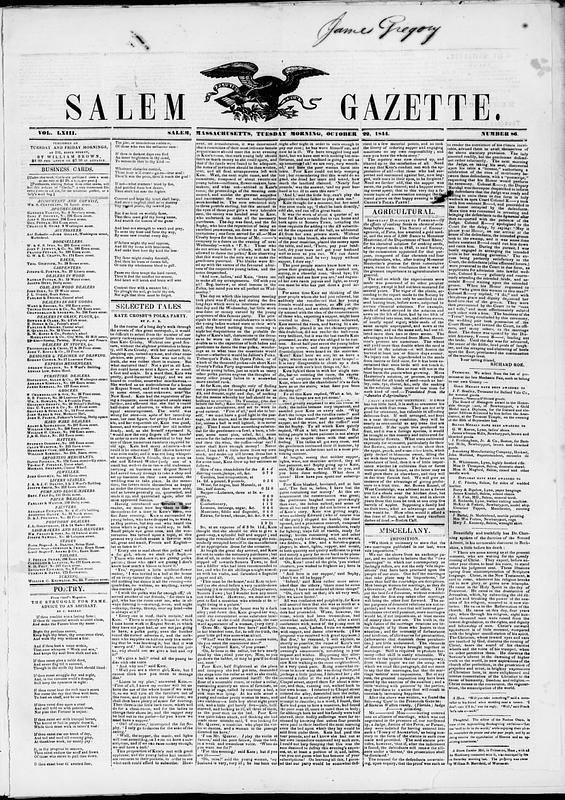 The Salem Gazette. October 22, 1844 - Digital Commonwealth
