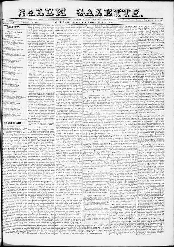 The Salem Gazette. July 21, 1829 - Digital Commonwealth