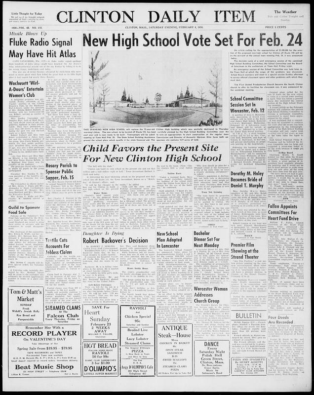 Clinton Daily Item. February 08, 1958 - Digital Commonwealth