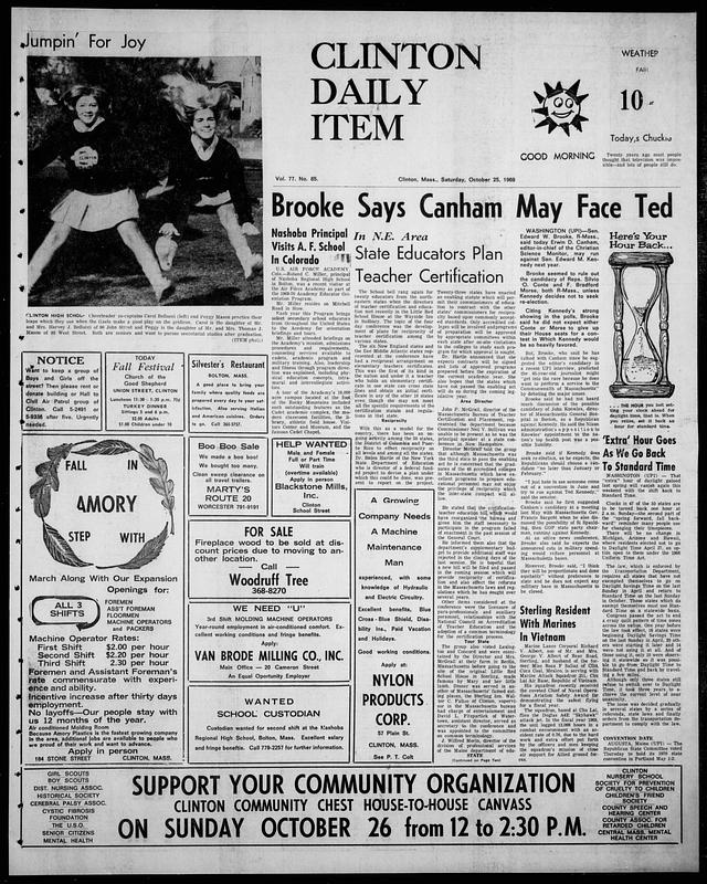 Clinton Daily Item. October 25, 1969 - Digital Commonwealth