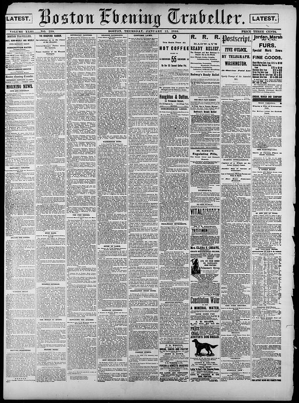 Boston Evening Traveller. January 12, 1888 - Digital Commonwealth