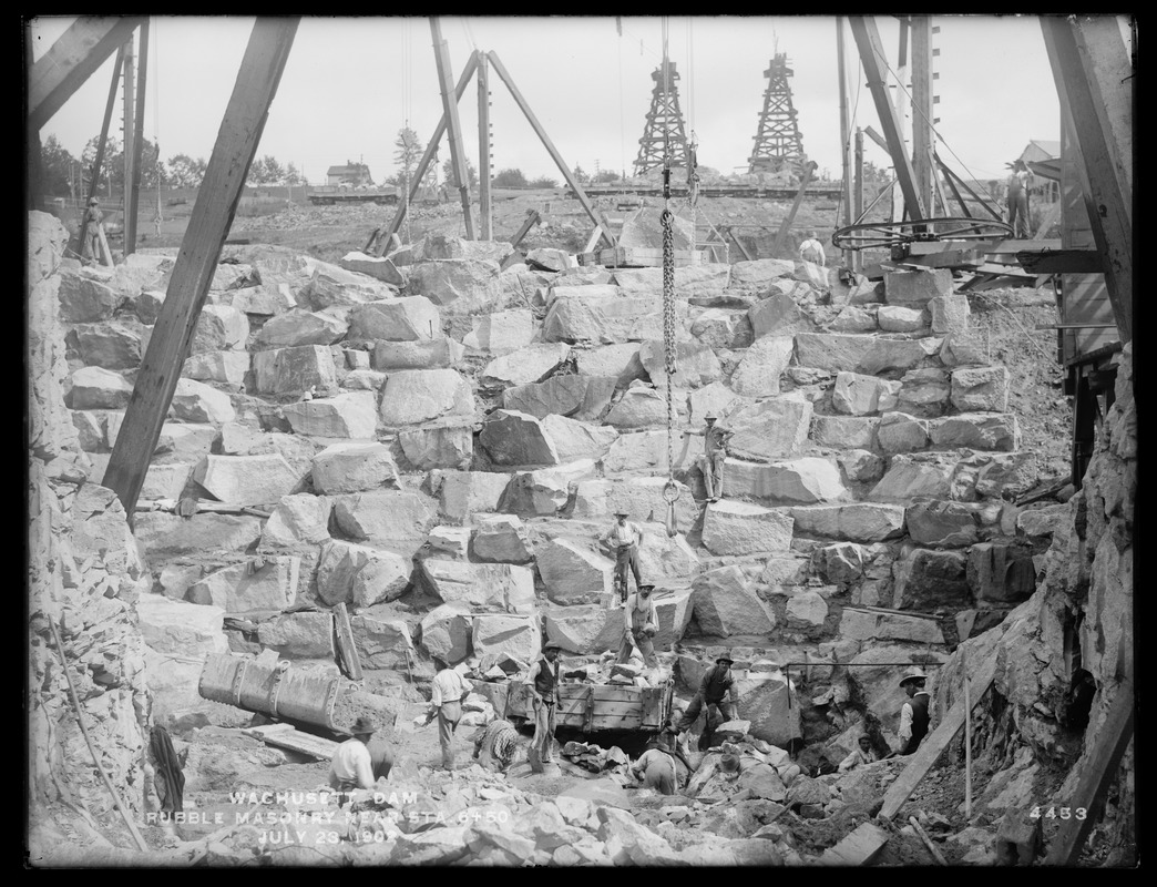 Wachusett Dam, rubble masonry, near station 6+50, Clinton, Mass., Jul ...