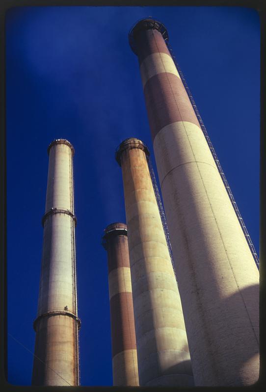 New England Electric power plant chimneys, Salem - Digital Commonwealth