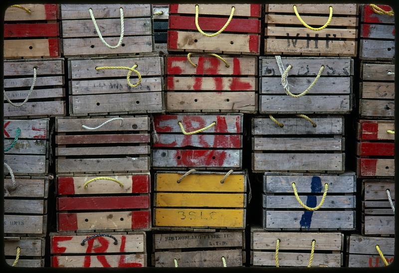 Lobster storage boxes, Maine - Digital Commonwealth