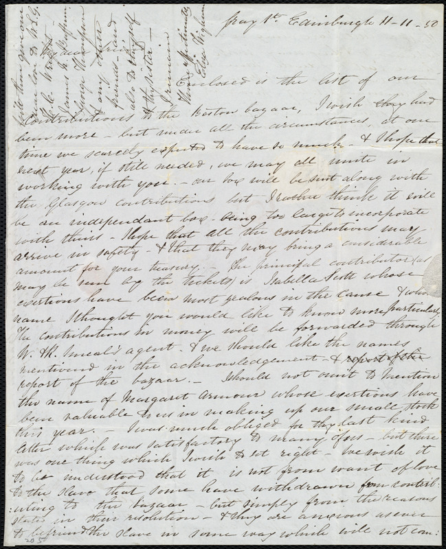 Letter from Eliza Wigham, Gray St[reet], Edinburgh, [Scotland], to Anne ...