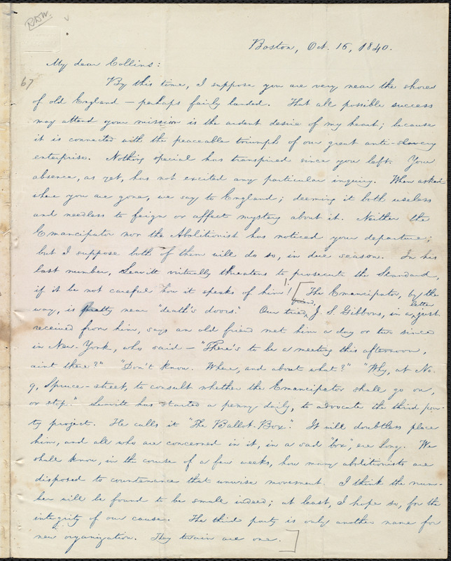 Letter from William Lloyd Garrison, Boston, [Mass.], to John Anderson ...