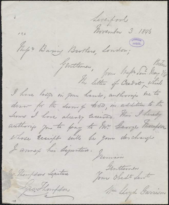 Copy of letter from William Lloyd Garrison, Liverpool, [England], to ...