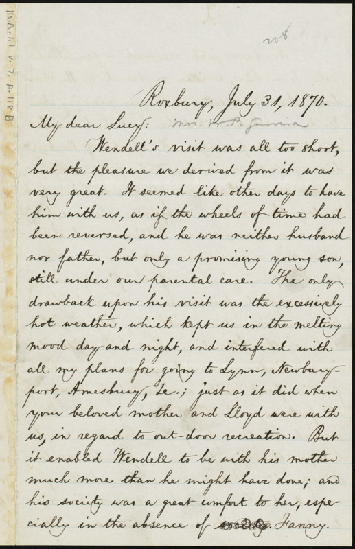 Letter from William Lloyd Garrison, Roxbury, [Mass.], to Lucy McKim ...