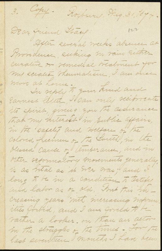 Copy of letter from William Lloyd Garrison, Roxbury, [Mass.], to George ...