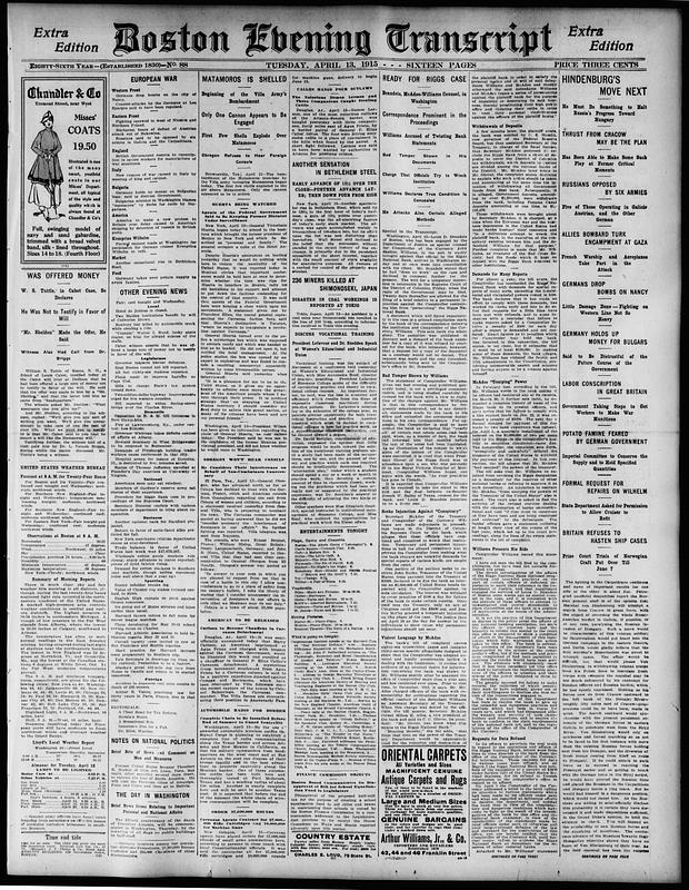 Boston Evening Transcript. April 13, 1915 - Digital Commonwealth