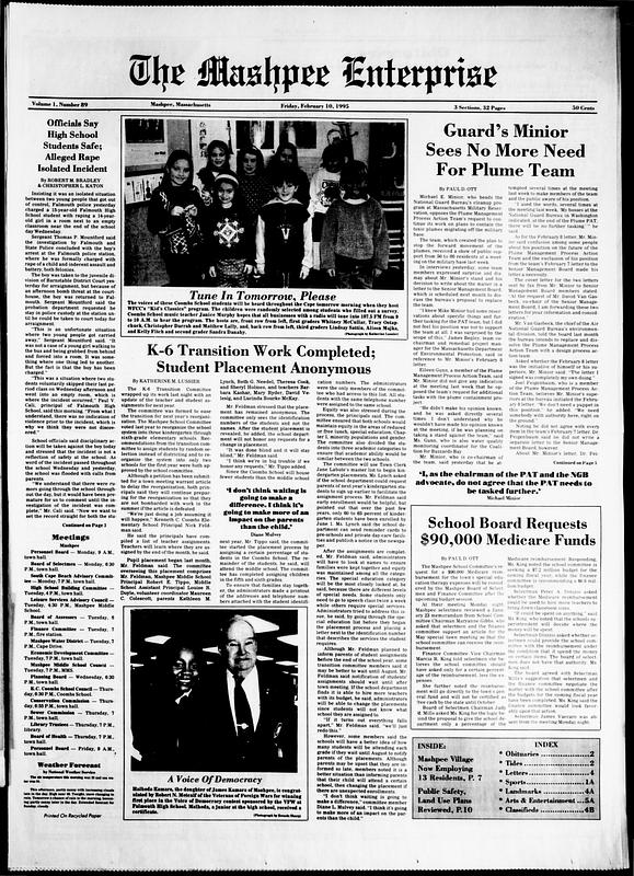 The Mashpee Enterprise. February 10, 1995 - Digital Commonwealth
