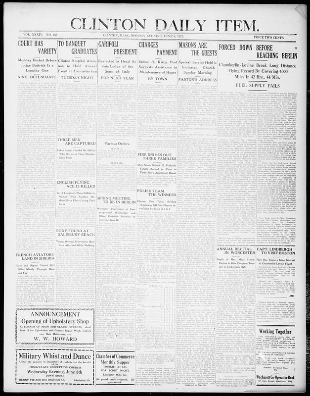 Clinton Daily Item. June 06, 1927 - Digital Commonwealth