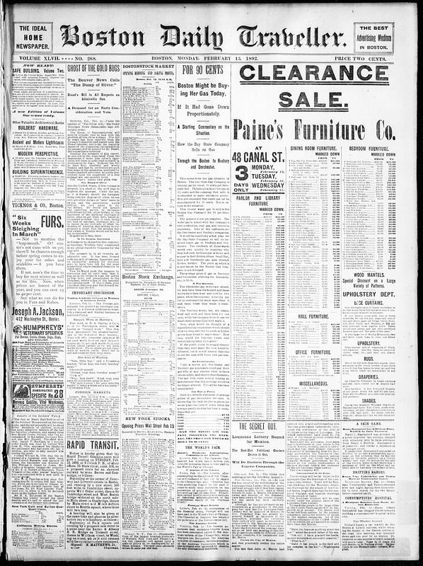 Boston Daily Traveller. February 15, 1892 - Digital Commonwealth