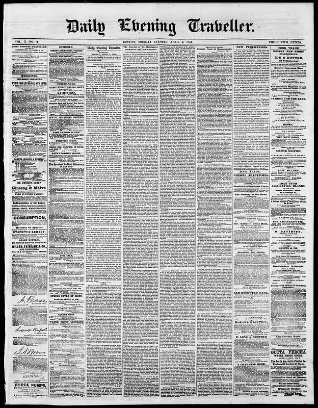 Daily Evening Traveller. April 03, 1854 - Digital Commonwealth