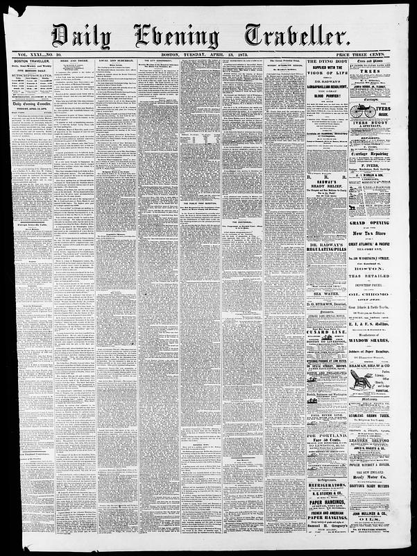 Daily Evening Traveller. April 13, 1875 - Digital Commonwealth