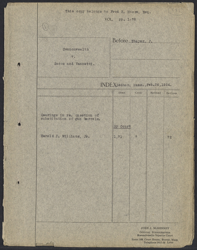 Sacco-Vanzetti Case Records, 1920-1928. Defense Papers. Hearings in re ...