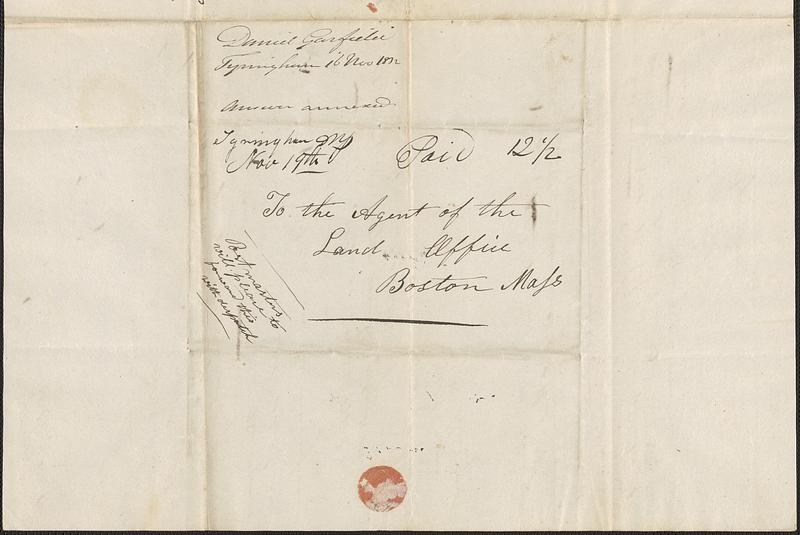 Daniel Garfield to the Land Agent, 16 November 1832 - Digital Commonwealth