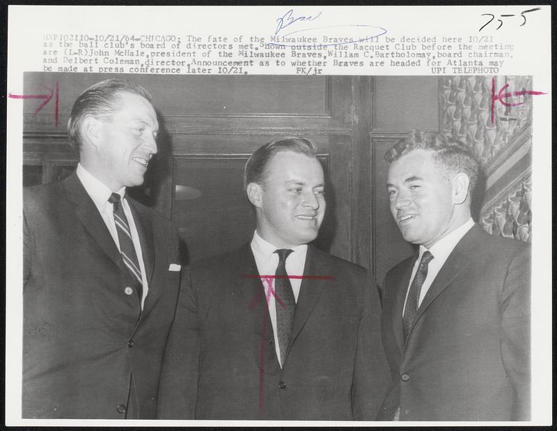 Chicago: The fate of the Milwaukee Braves will be decided here 10/21 as ...