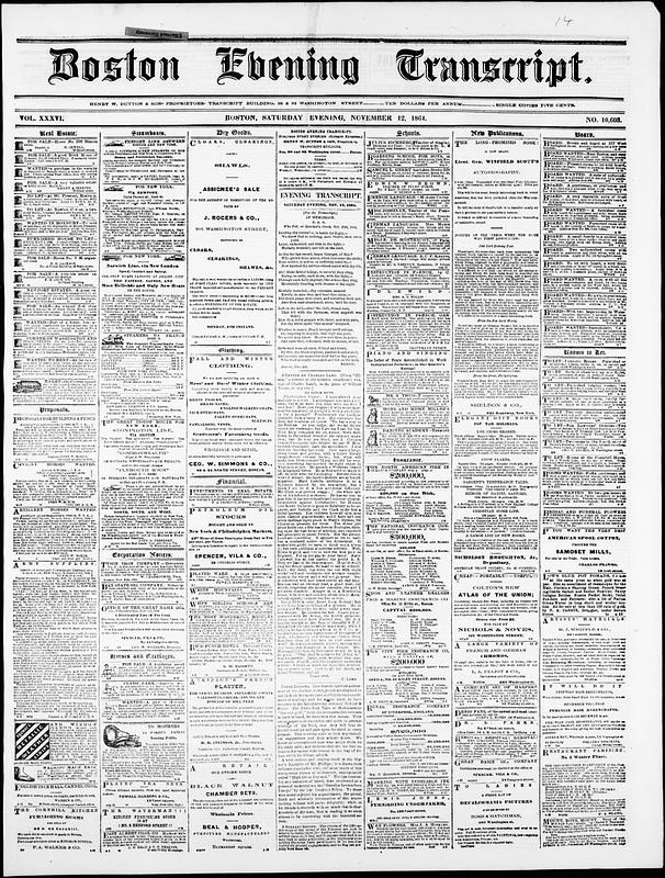 Boston Evening Transcript. November 12, 1864 - Digital Commonwealth