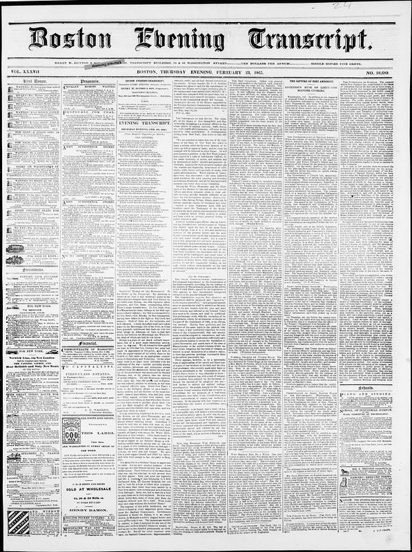 Boston Evening Transcript. February 23, 1865 - Digital Commonwealth