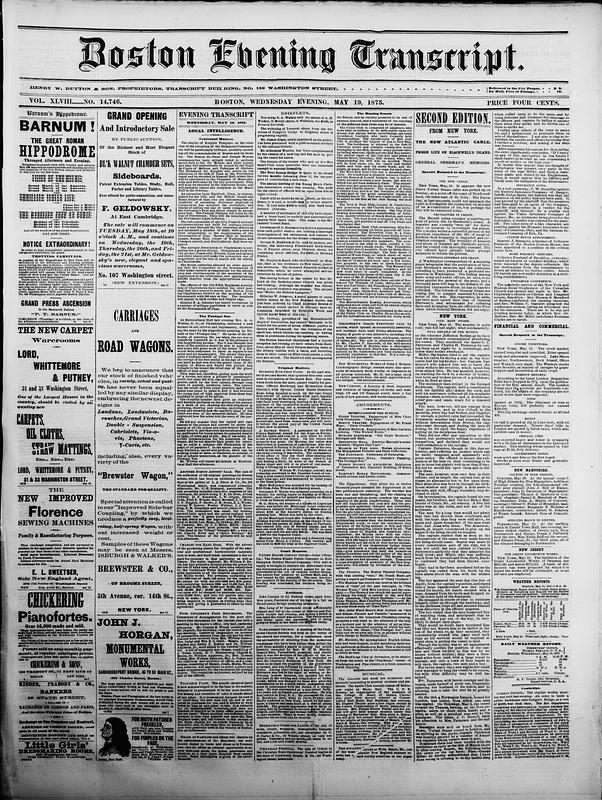 Boston Evening Transcript. May 19, 1875 - Digital Commonwealth