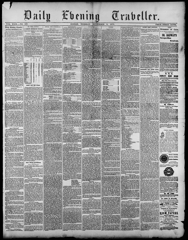 Daily Evening Traveller. September 09, 1873 - Digital Commonwealth