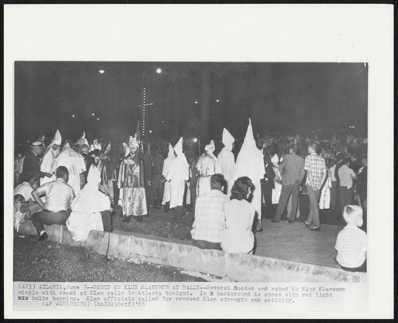 Robed Ku Klux Klansmen at Rally--Several Hooded and robed Ku Klux ...