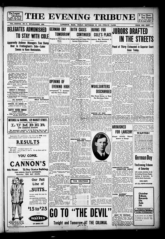 The Evening Tribune. September 25, 1908 - Digital Commonwealth