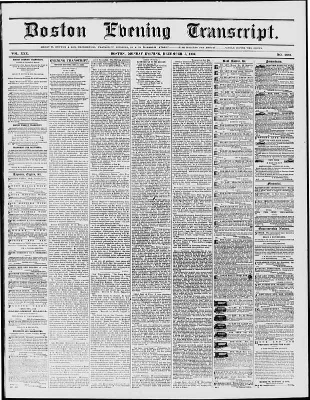 Boston Evening Transcript. December 05, 1859 - Digital Commonwealth